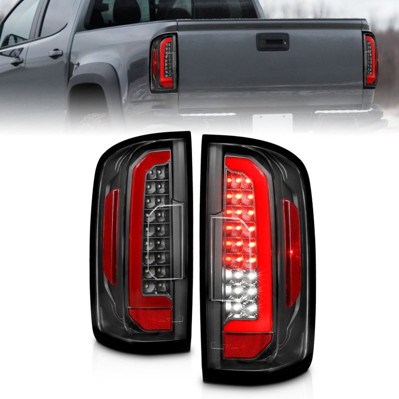 ANZO 15-21 Chevrolet Colorado Full LED Tail Lights w/ Red Lightbar Bla ...